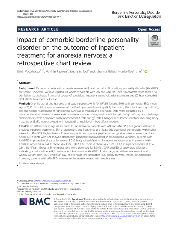 (PDF) Impact of comorbid borderline personality disorder on the outcome of inpatient treatment ...