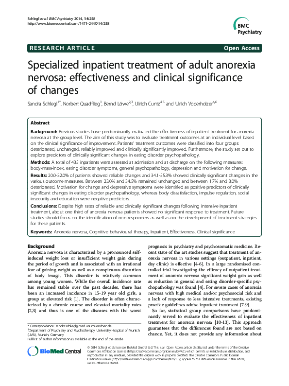 (PDF) Specialized inpatient treatment of adult anorexia nervosa ...