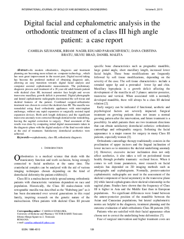 (PDF) Digital facial and cephalometric analysis in the orthodontic ...