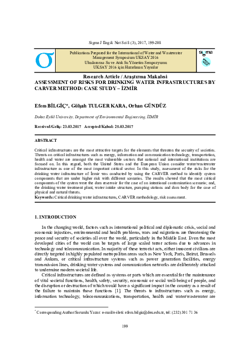 (PDF) Assessment of Risks for Drinking Water Infrastructures by Carver ...