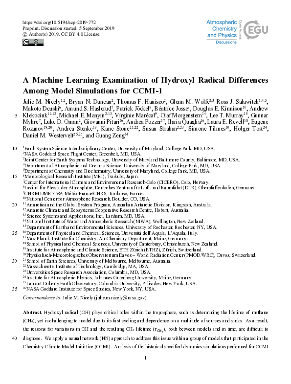 A Machine Learning Examination of Hydroxyl Radical Differences Among ...
