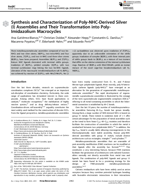 (PDF) Synthesis and Characterization of Poly‐NHC‐Derived Silver(I) Assemblies and Their ...
