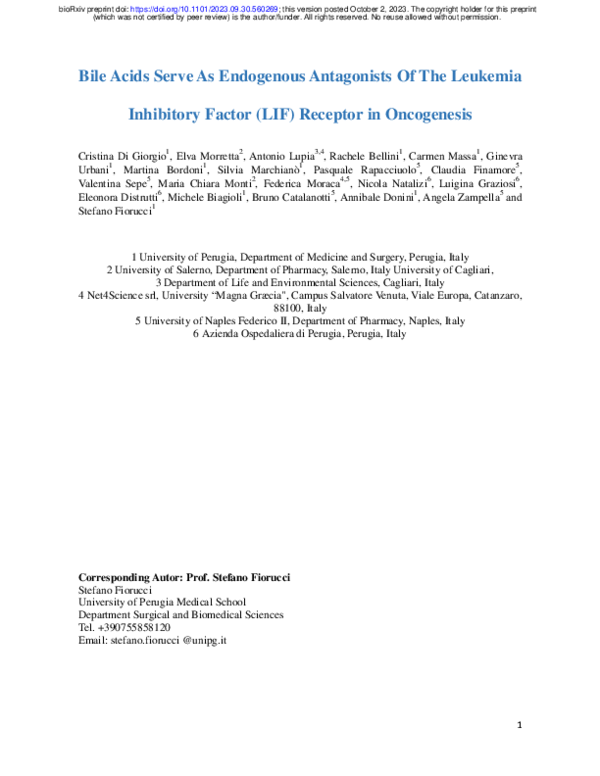 (PDF) Bile Acids Serve As Endogenous Antagonists Of The Leukemia ...