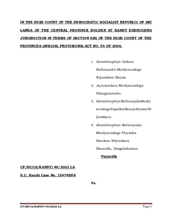 (PDF) Partition- can a final Plan be amended?