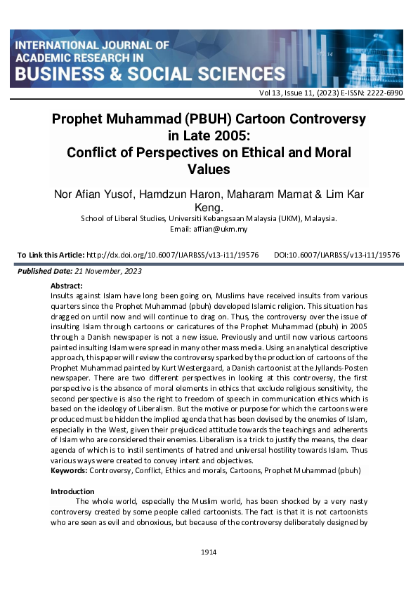 (PDF) Prophet Muhammad (PBUH) Cartoon Controversy in Late 2005 ...