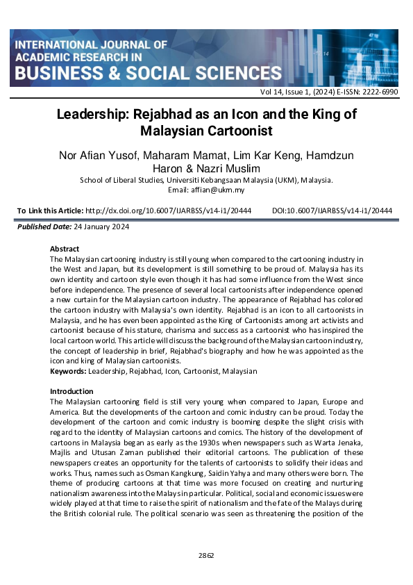 (PDF) Leadership: Rejabhad as an Icon and the King of Malaysian Cartoonist