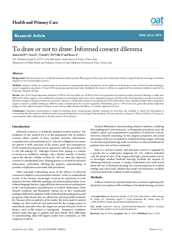 (PDF) To draw or not to draw: Informed consent dilemma