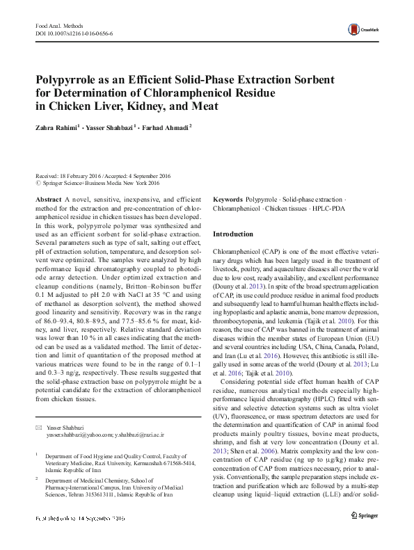 (PDF) Polypyrrole as an Efficient Solid-Phase Extraction Sorbent for ...