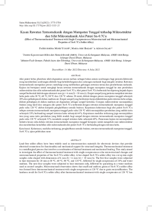 (PDF) Kesan Rawatan Termomekanik dengan Mampatan Tunggal terhadap ...