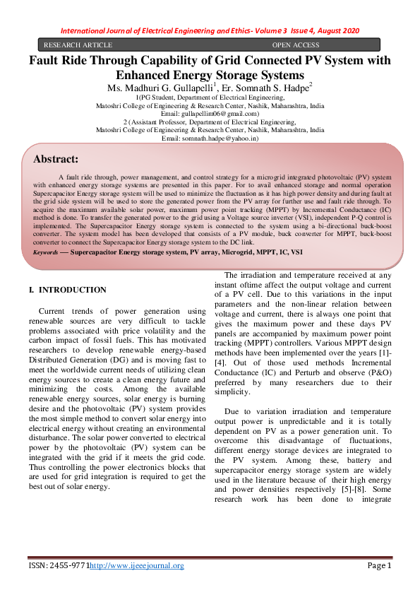(PDF) Fault Ride Through Capability of Grid Connected PV System with ...