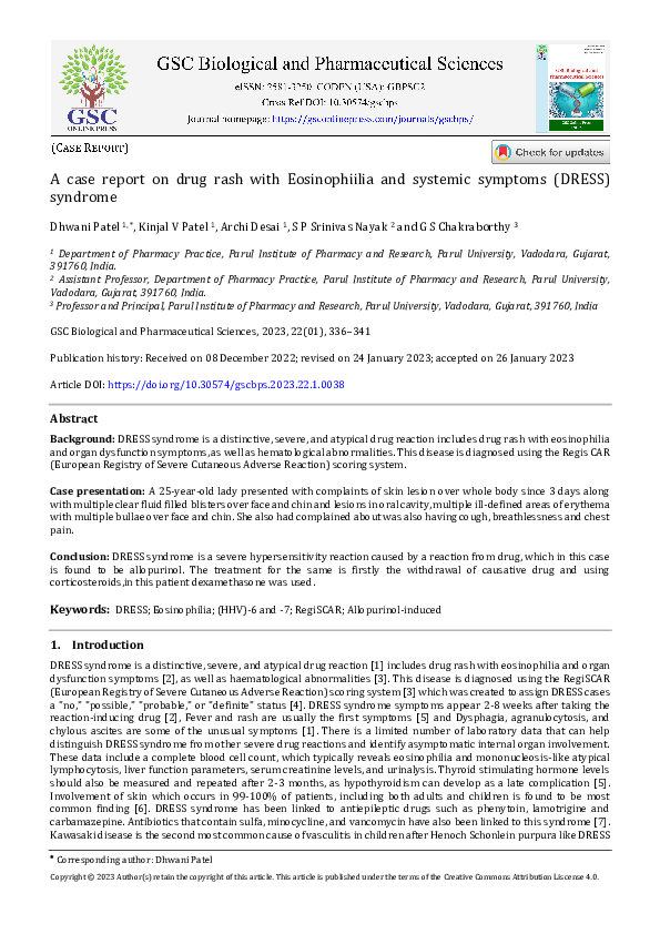 (PDF) A case report on drug rash with Eosinophiilia and systemic ...