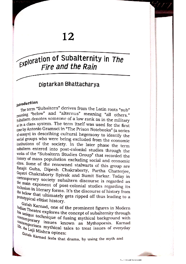 (PDF) EXPLORATION OF SUBALTERNITY IN THE FIRE AND TH