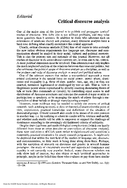 (PDF) Critical Discourse Analysis
