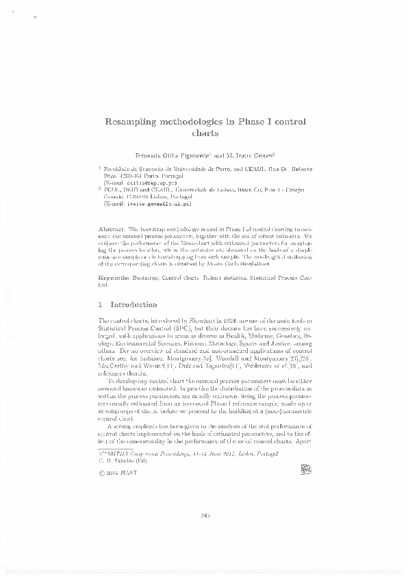 (PDF) Resampling methodologies in Phase I control charts