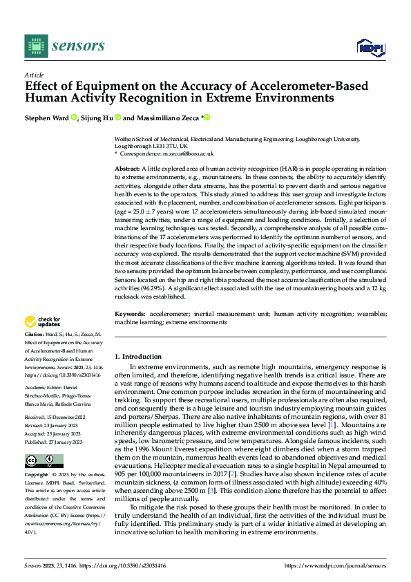 Pdf Effect Of Equipment On The Accuracy Of Accelerometer Based Human Activity Recognition In