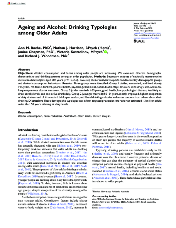 (PDF) Ageing and Alcohol: Drinking Typologies among Older Adults | Ann ...