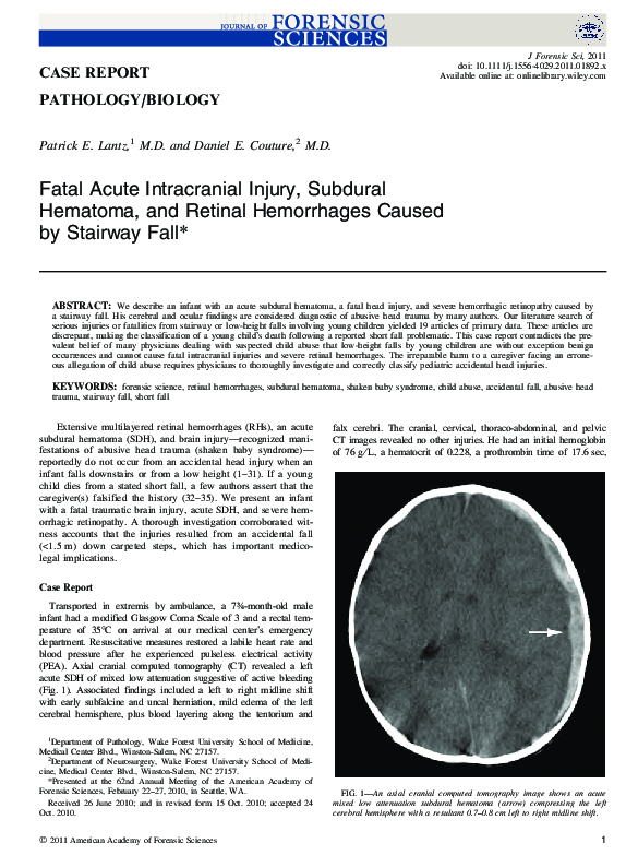 (PDF) Fatal Acute Intracranial Injury, Subdural Hematoma, and Retinal ...