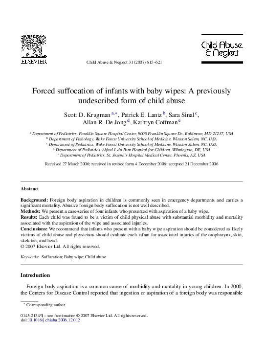 (PDF) Forced suffocation of infants with baby wipes: A previously ...