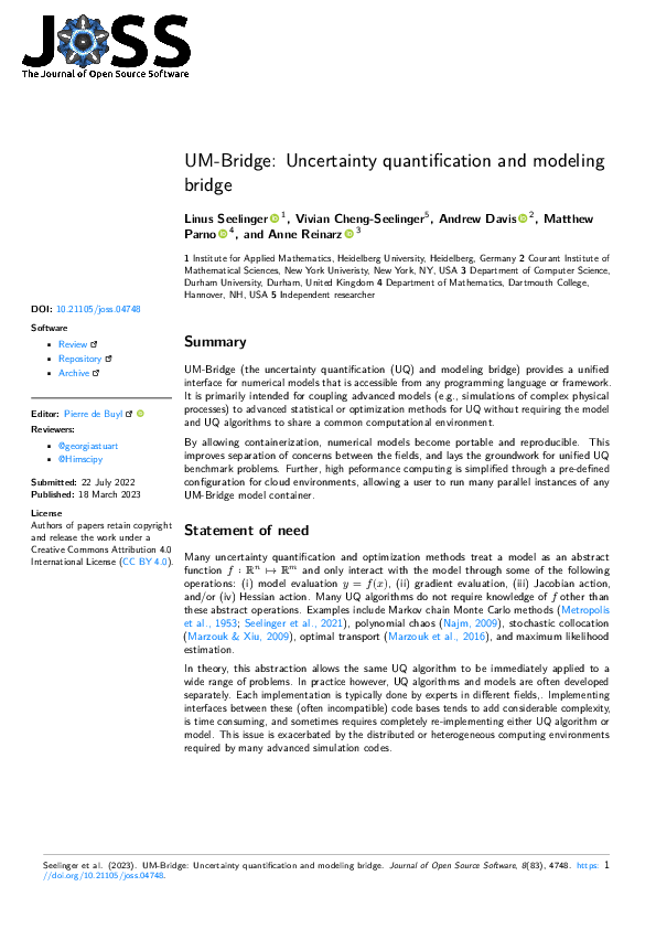 (PDF) UM-Bridge: Uncertainty quantification and modeling bridge
