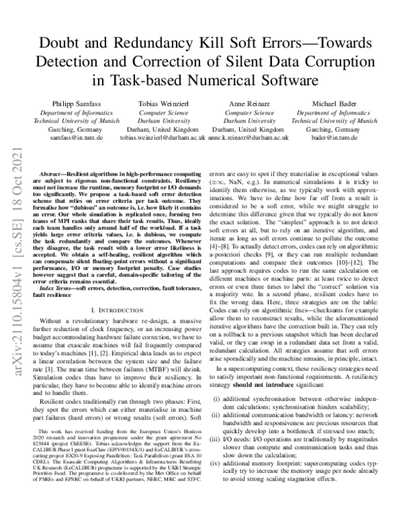 (PDF) Doubt and Redundancy Kill Soft Errors—Towards Detection and Correction of Silent Data ...
