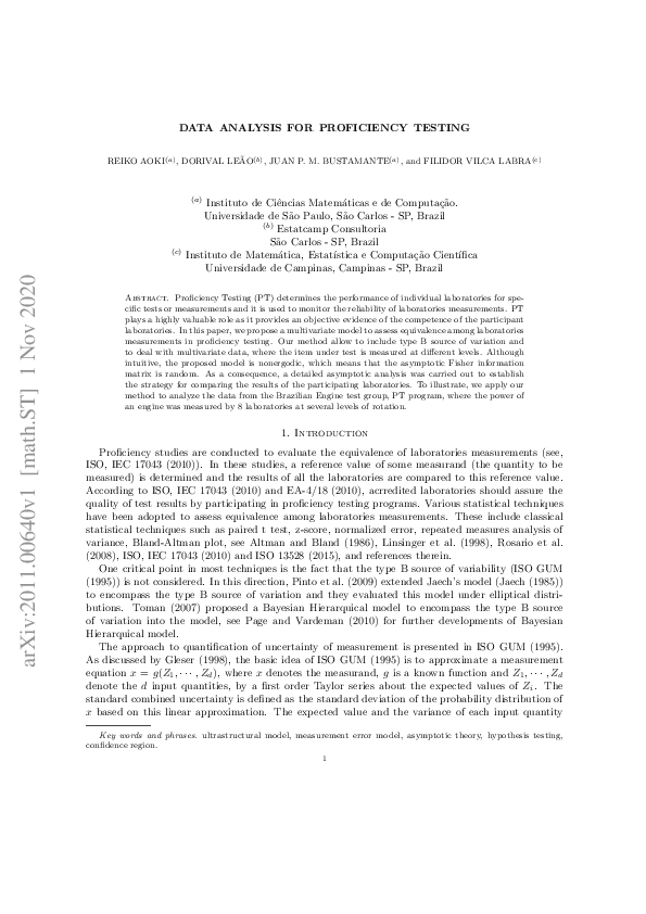 (PDF) Data Analysis for Proficiency Testing