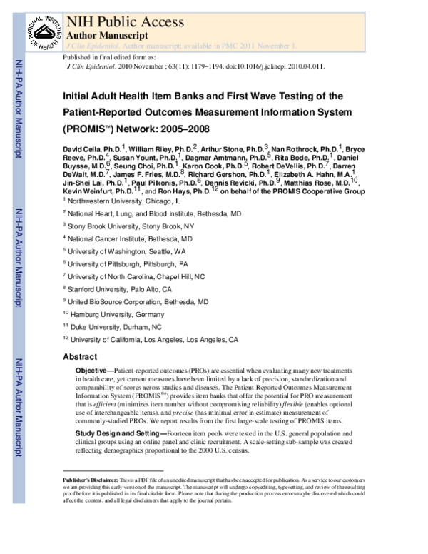 (PDF) The Patient-Reported Outcomes Measurement Information System ...