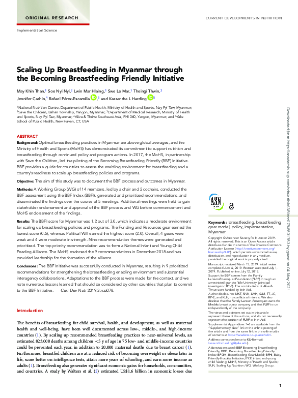 (PDF) Scaling Up Breastfeeding in Myanmar through the Becoming Breastfeeding Friendly Initiative
