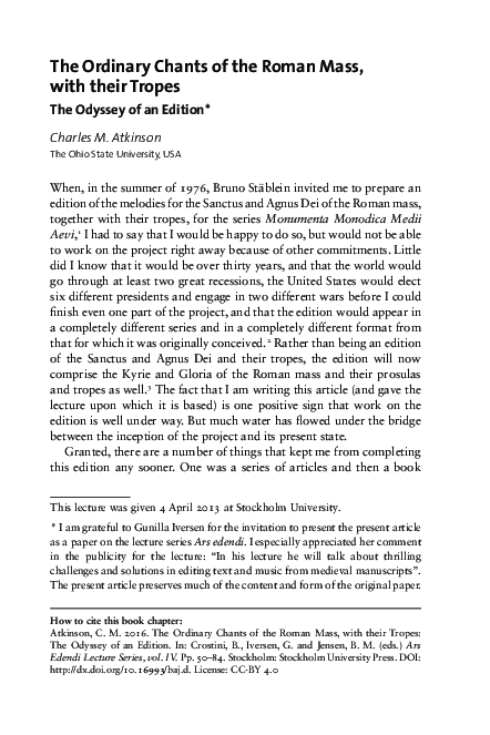 (PDF) The Ordinary Chants of the Roman Mass, with their Tropes: The ...