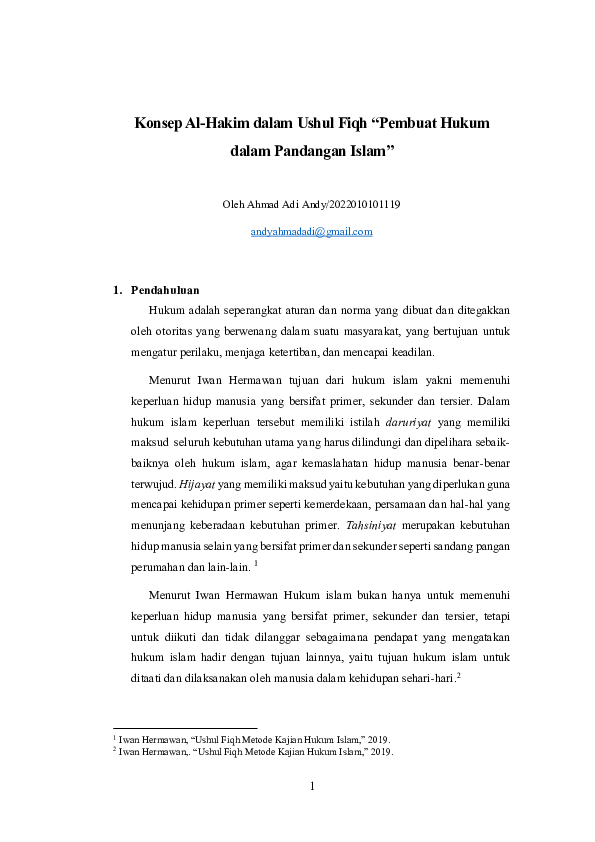 (PDF) Konsep Al-Hakim dalam Ushul Fiqh "Pembuat Hukum dalam Pandangan ...