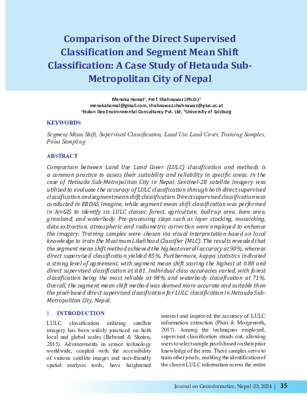 (PDF) Comparison of the Direct Supervised Classification and Segment ...