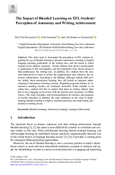 (PDF) The Impact of Blended Learning on EFL Students’ Perception of ...