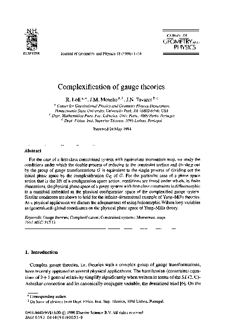 (PDF) Complexification of gauge theories