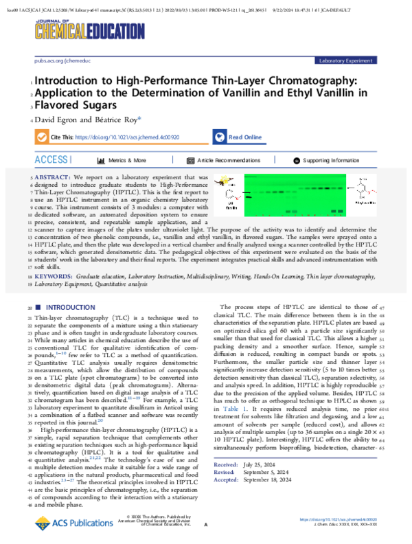 (PDF) Introduction to High-Performance Thin-Layer Chromatography: Application to the ...