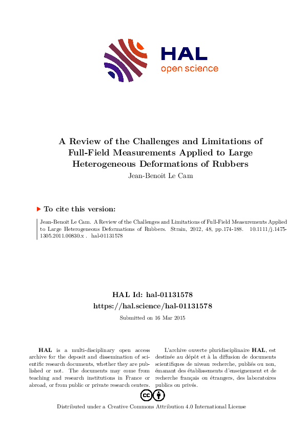 (PDF) A Review of the Challenges and Limitations of Full-Field Measurements Applied to Large ...