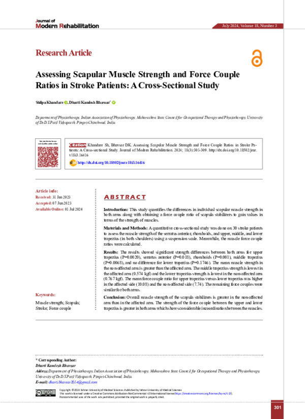 (PDF) Assessing Scapular Muscle Strength and Force Couple Ratios in ...