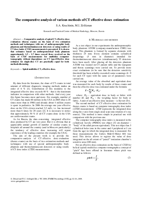 (PDF) The Comparative Analysis of Various Methods of CT Effective Doses ...