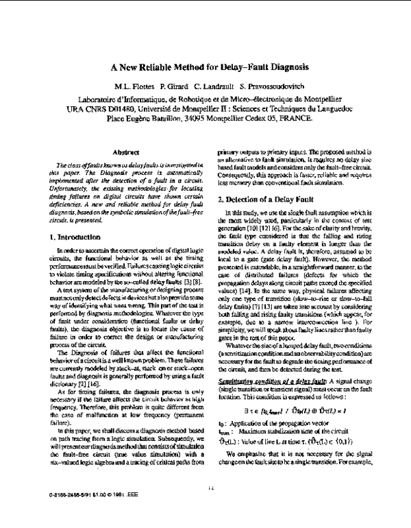 (PDF) A New Reliable Method for Delay-Fault Diagnosis