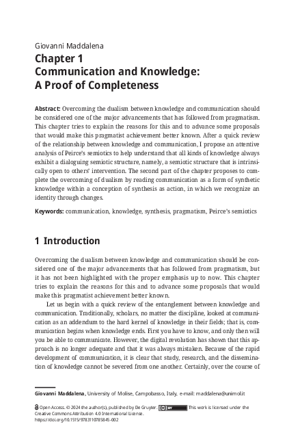 (PDF) Chapter 1 Communication and Knowledge: A Proof of Completeness