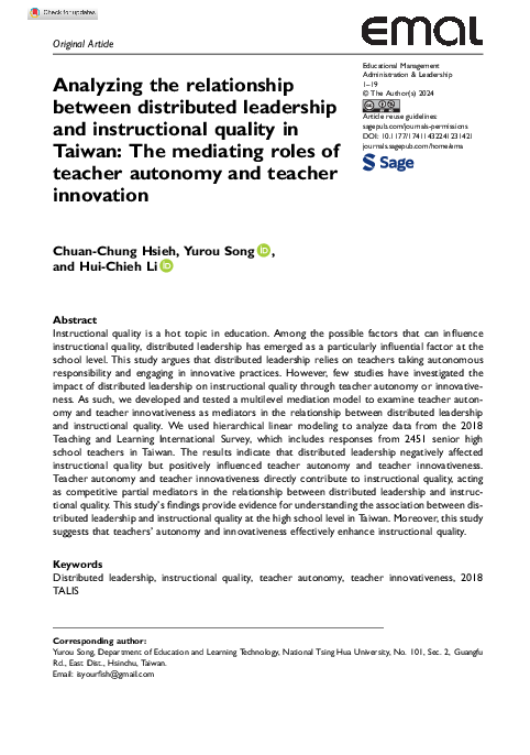 (PDF) Analyzing the relationship between distributed leadership and ...