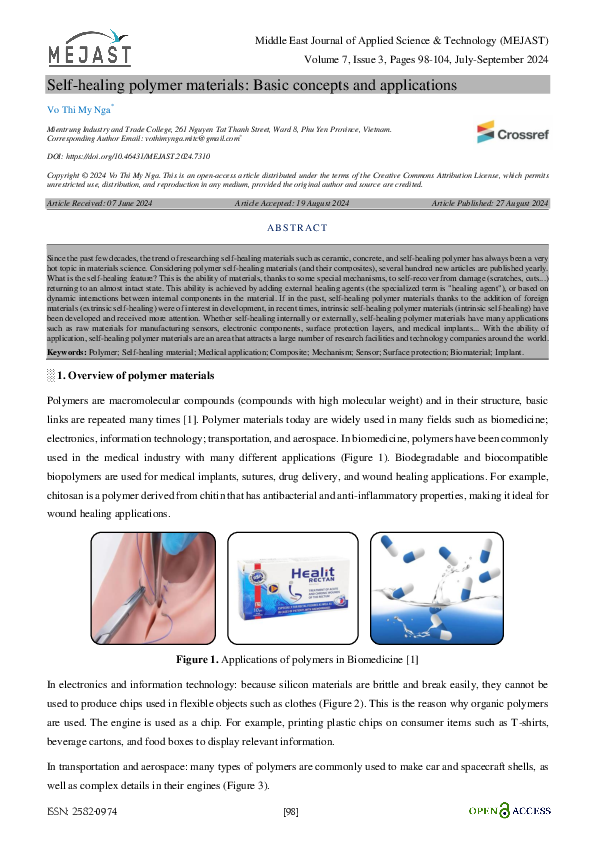 (PDF) Self-healing polymer materials: Basic concepts and applications