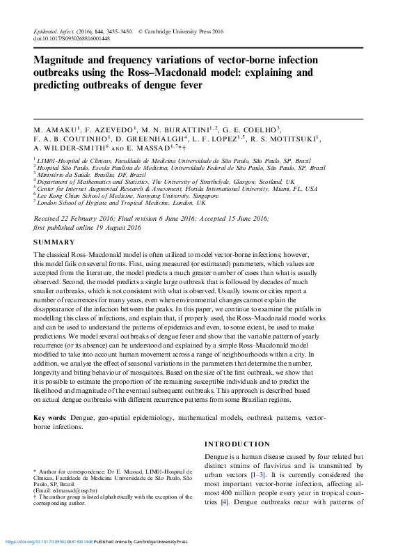 (PDF) Magnitude and frequency variations of vector-borne infection ...