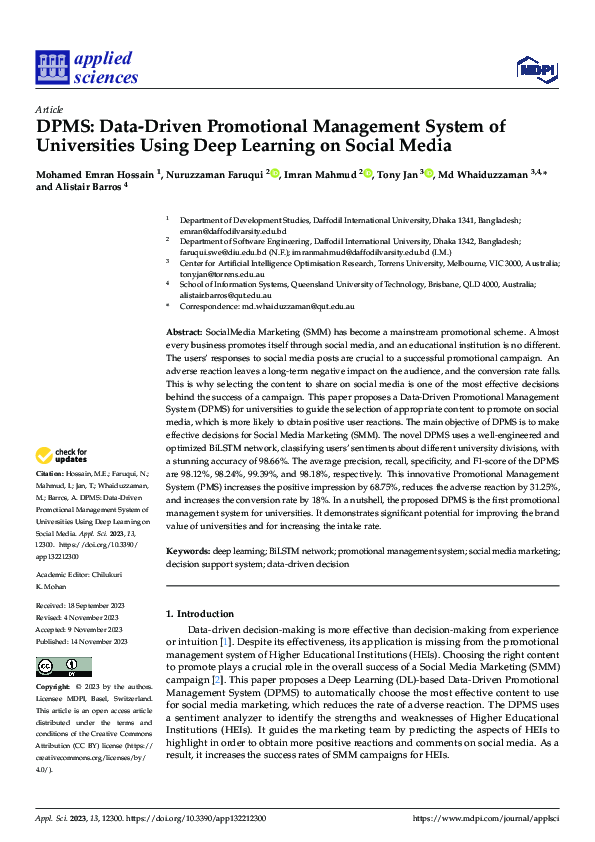 (PDF) DPMS: Data-Driven Promotional Management System of Universities Using Deep Learning on ...