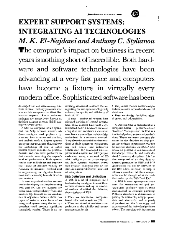 (PDF) Expert support systems