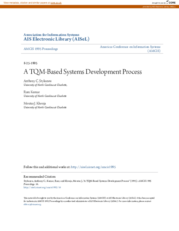 (PDF) A TQM-Based Systems Development Process