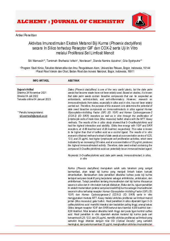 (PDF) Aktivitas Imunostimulan Ekstrak Metanol Biji Kurma (Phoenix ...