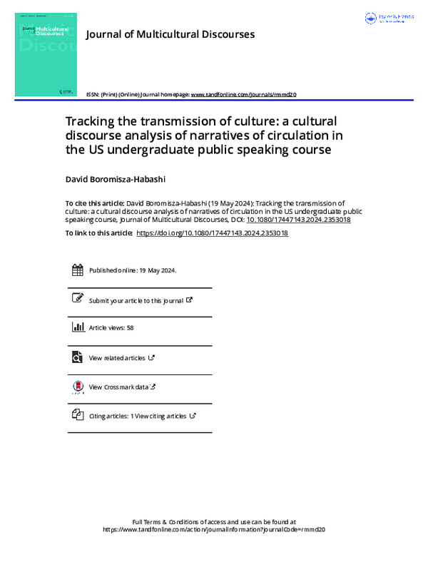 (PDF) Tracking the transmission of culture: a cultural discourse ...
