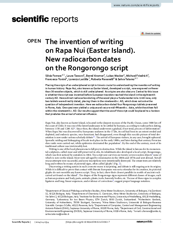 (PDF) The invention of writing on Rapa Nui (Easter Island). New ...
