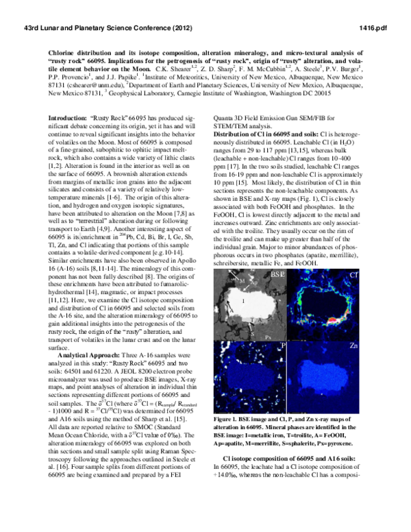 (PDF) Chlorine Distribution and Its Isotope Composition, Alteration ...