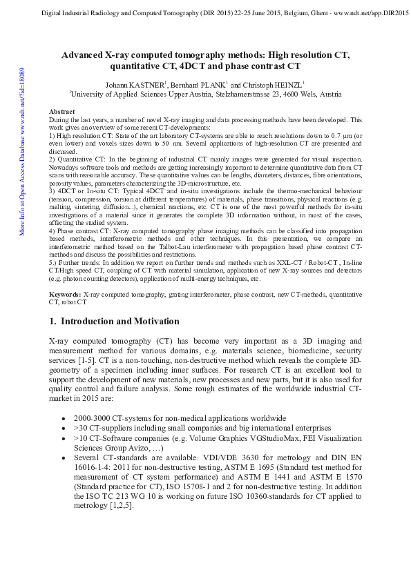(PDF) Advanced X-ray computed tomography methods: High resolution CT ...
