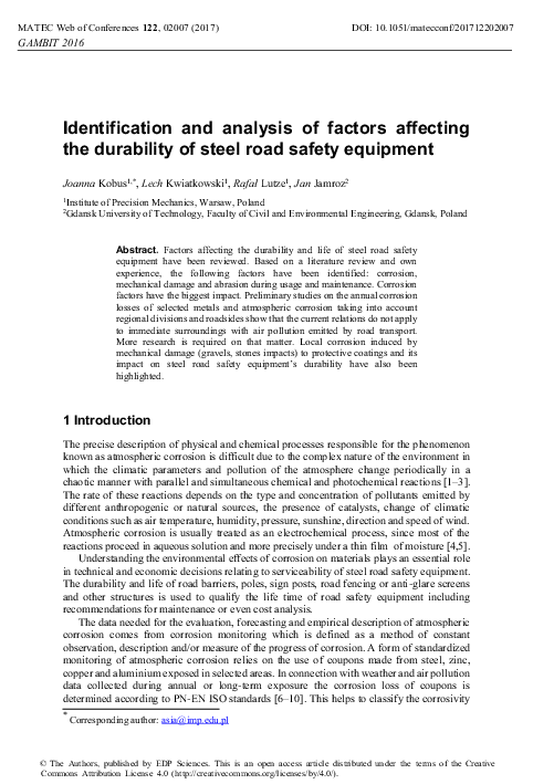 (PDF) Identification and analysis of factors affecting the durability ...